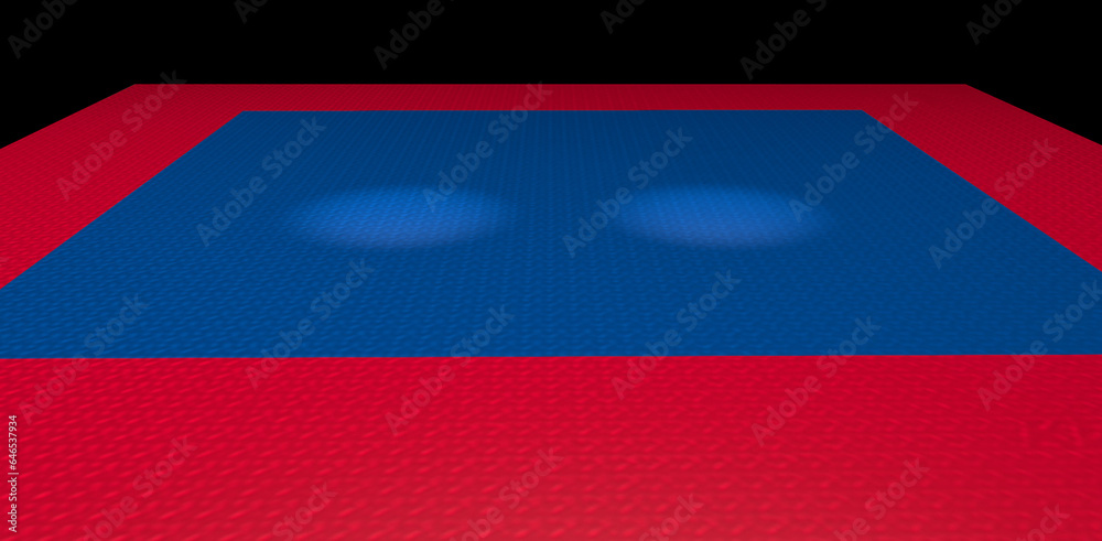 Martial arts karate taekwondo, competition area with trophy spotlights ...