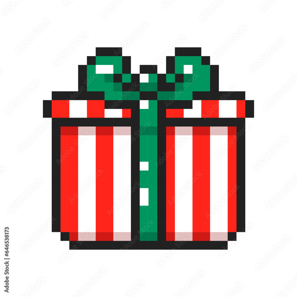 Vetor de Pixel art Christmas present, pixel gift, Christmas gift ...