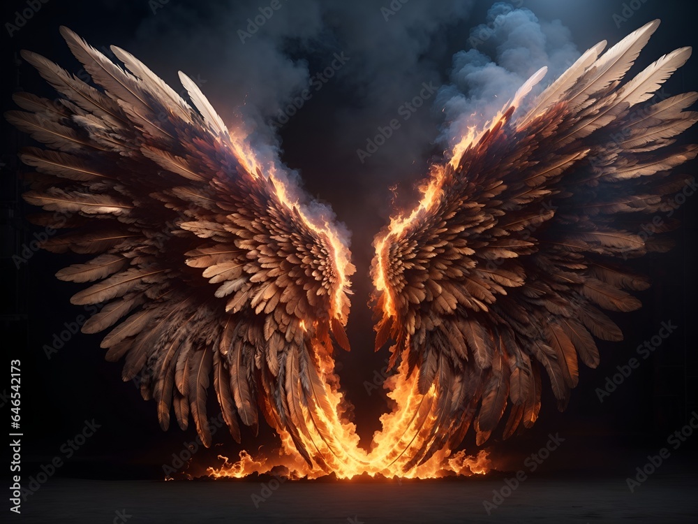 Angel Wings Fire Burning Backdrop Digital Background Stock Illustration ...