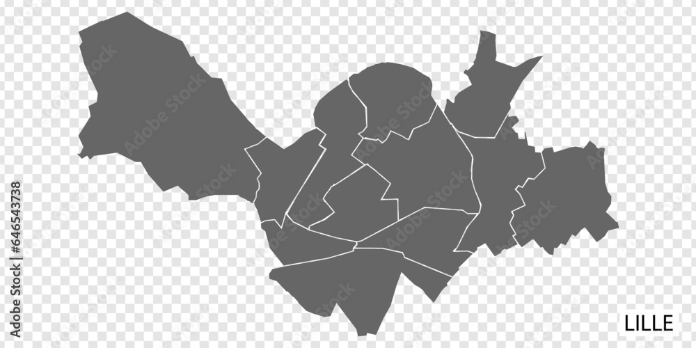 Vetor de High Quality map of Lille is a city The France, with borders ...