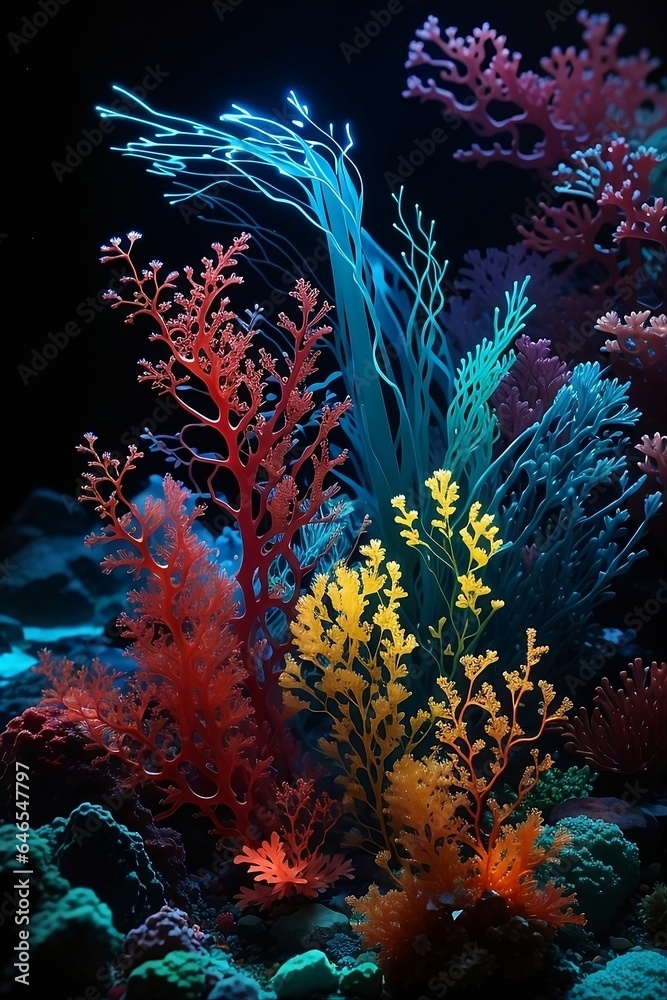 Sea plants phytoplankton, red algae, kelp, seagrass, saragssum are ...