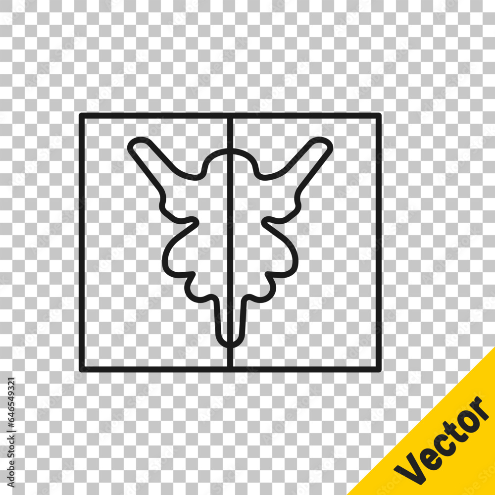 Black line Rorschach test icon isolated on transparent background ...
