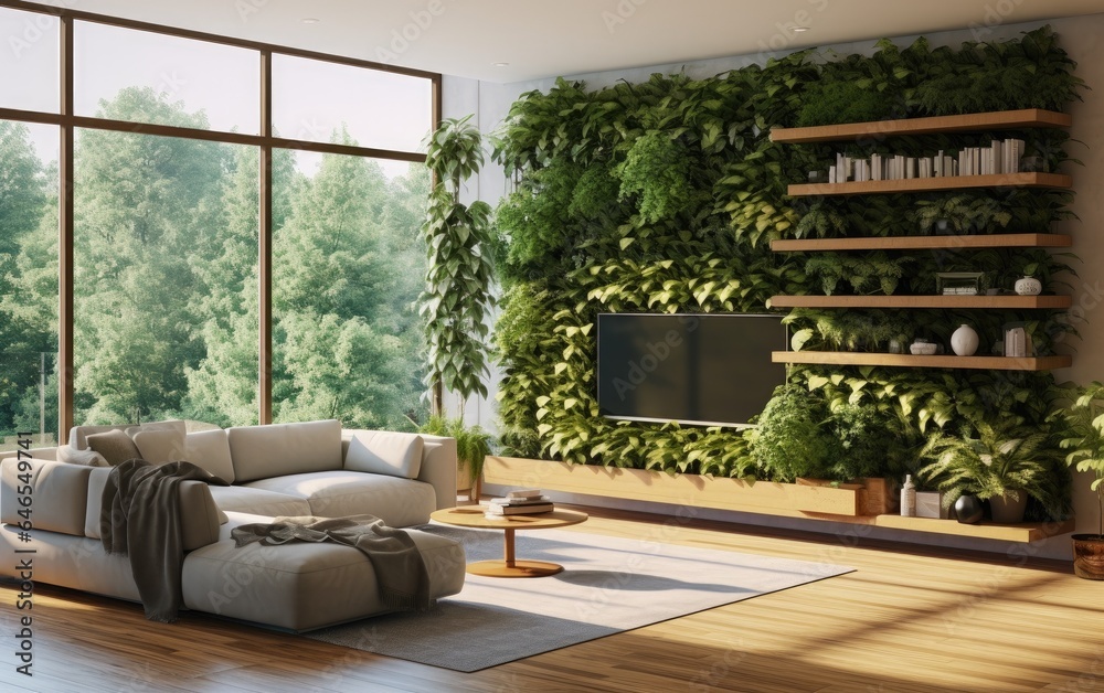 A vertical garden incorporated into a home interior, featuring ...