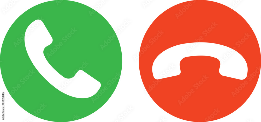 Call Icons set. Phone Dial Symbols. Answer and Decline. Green and Red ...
