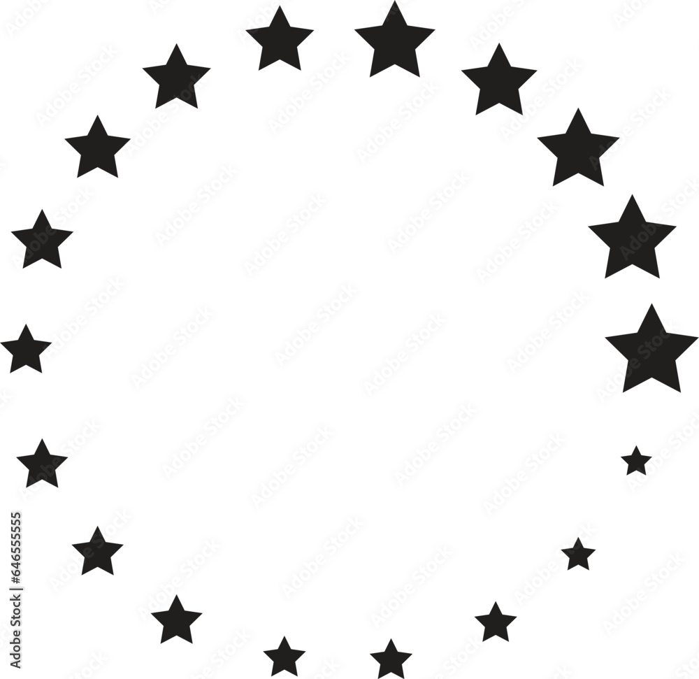 star circle round frame icon in flat and line. isolated on transparent ...