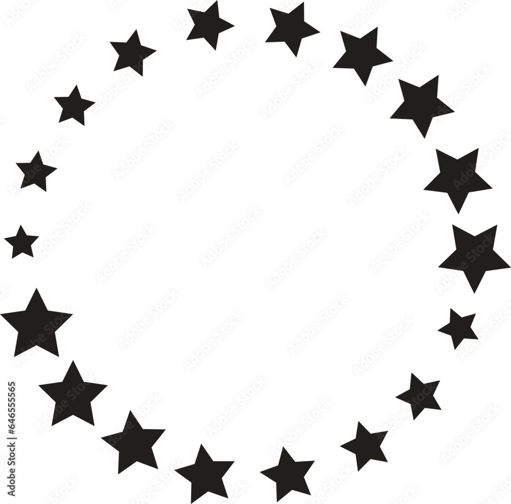 star circle round frame icon in flat and line. isolated on transparent ...