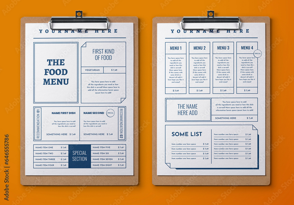 A4 Pages Boxes Food Menu Template Stock Template | Adobe Stock