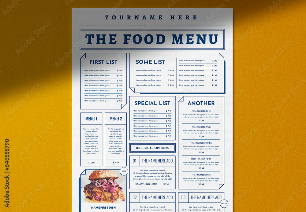 A3 Poster Boxes Food Menu Template Stock Template | Adobe Stock