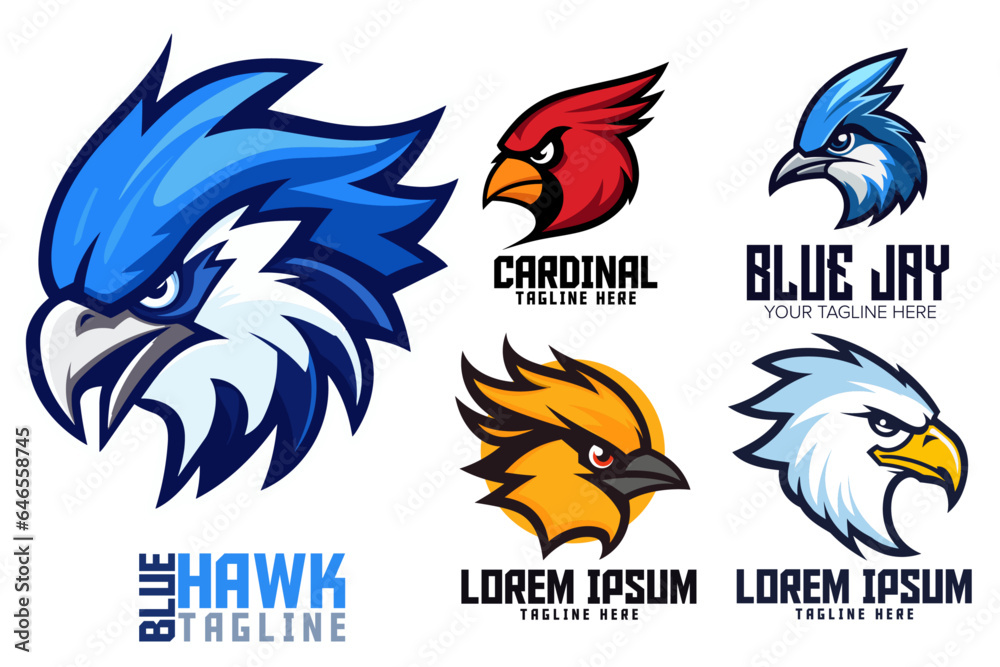 Vetor de Logo icon badge emblem collection of bird head logos for sport ...