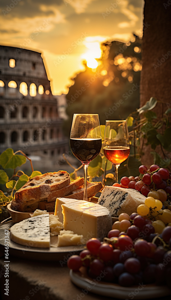 Mesa de restaurante elegante en Italia, cerca del Coliseo Romano ...