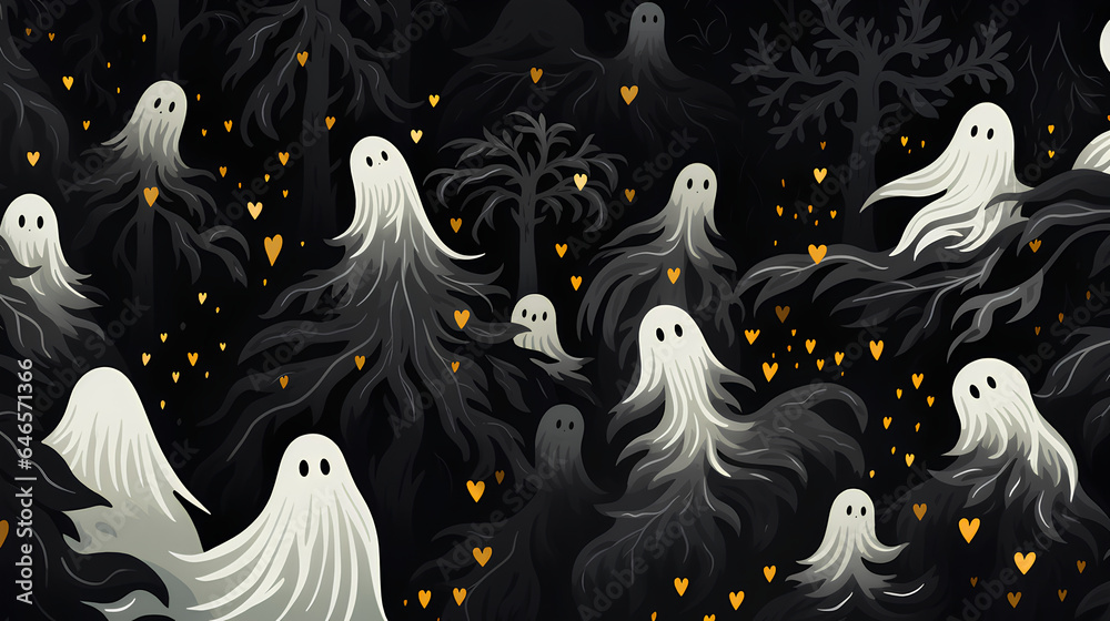 Illustrated ghost backgrounds. Backgrounds for Halloween. Illustrated ...