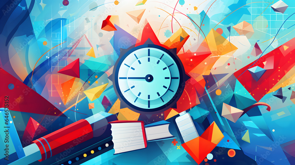 dynamic back to school background with a burst of colorful geometric ...