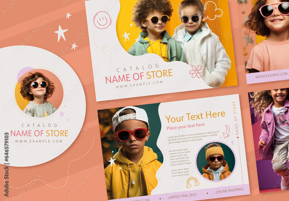Catalog Doodle Of Store for Kids Stock Template | Adobe Stock