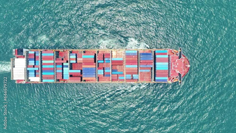 Cargo container Ship, cargo maritime ship with contrail in the ocean ...