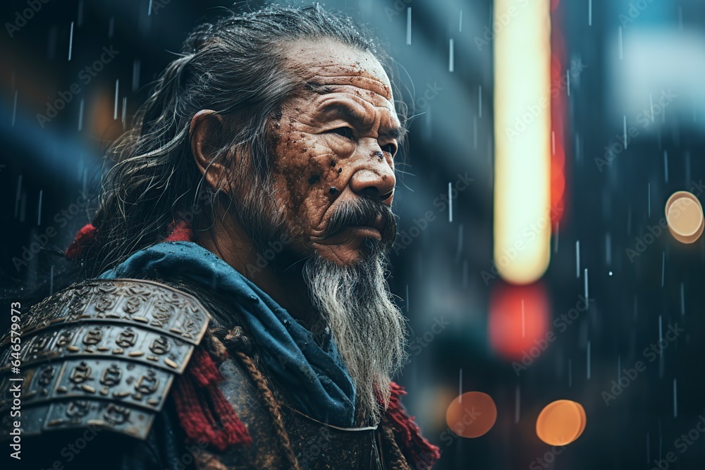 old Japanese samurai warrior in traditional costume Stock Photo | Adobe ...