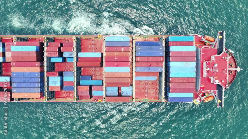 Cargo container Ship, cargo maritime ship with contrail in the ocean ...