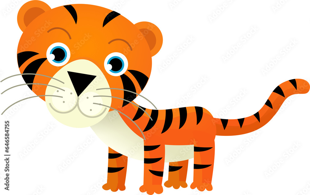 cartoon scene with happy tropical cat tiger on white background ...