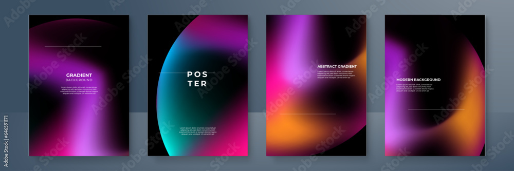 Grafika wektorowa Stock: Gradient poster collection with abstract ...