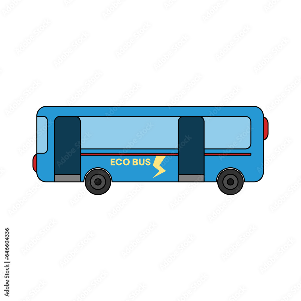 Electric bus icon in lineal color flat icon style. Eco Bus vector ...