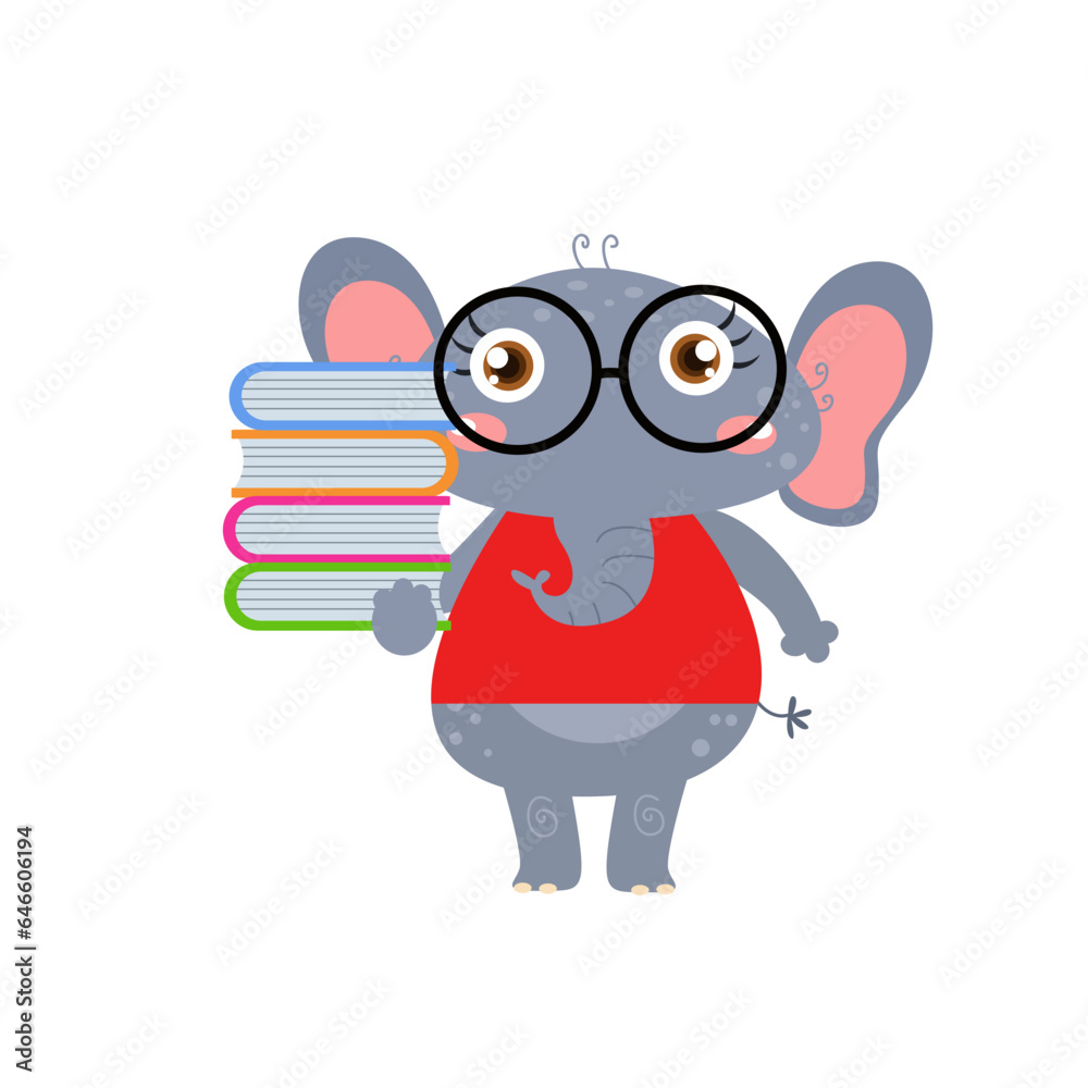 vector cute elephant bring book cartoon vector icon illustration Stock ...