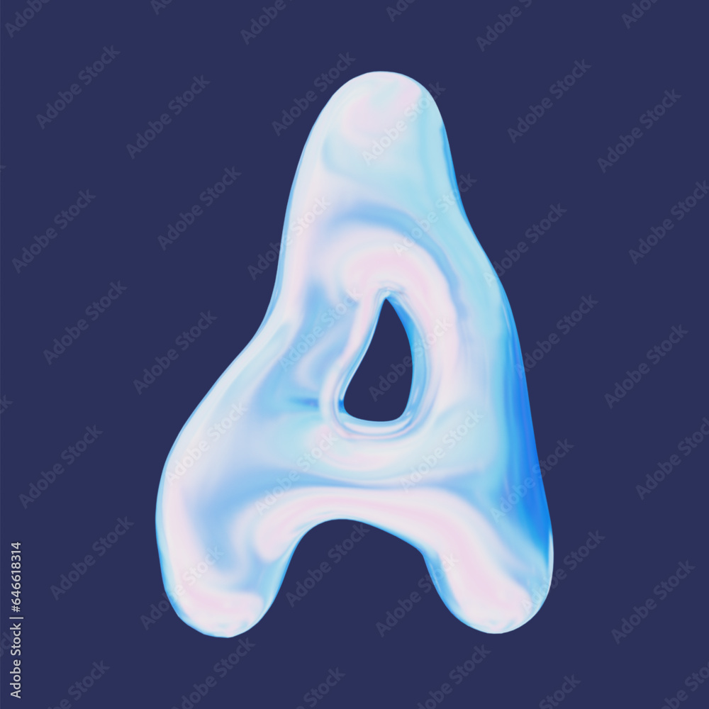 Chrome font letters png isolated on blue background. Vector ...