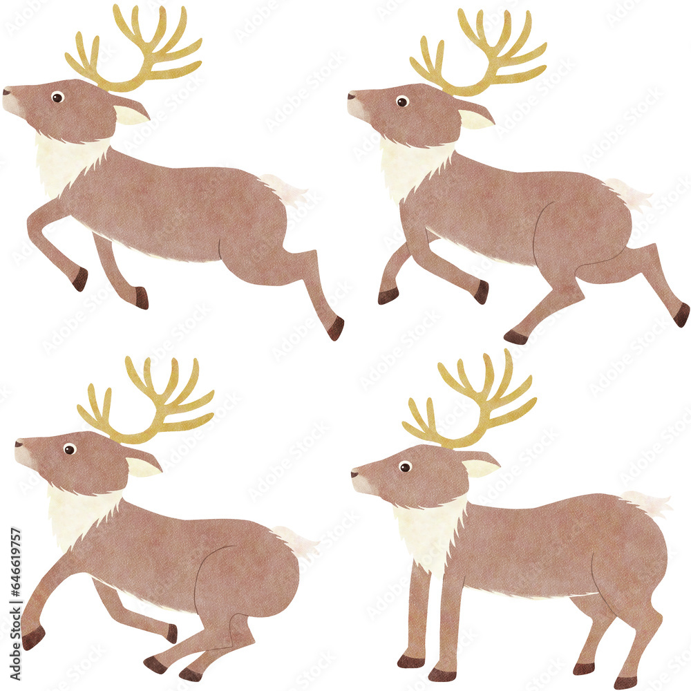 Cartoon Flying Reindeer Clipart Set Png Stock Illustration Adobe Stock