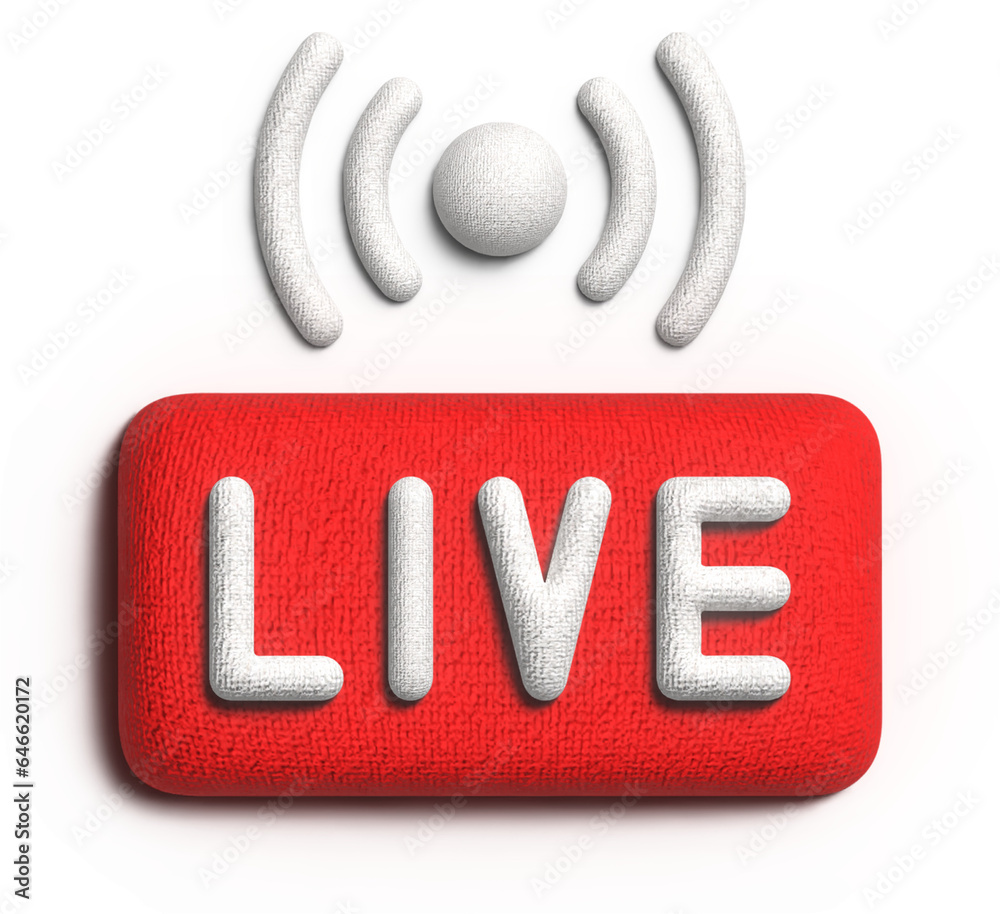 Live streaming red icons. Play button icon. Set of video broadcasting ...