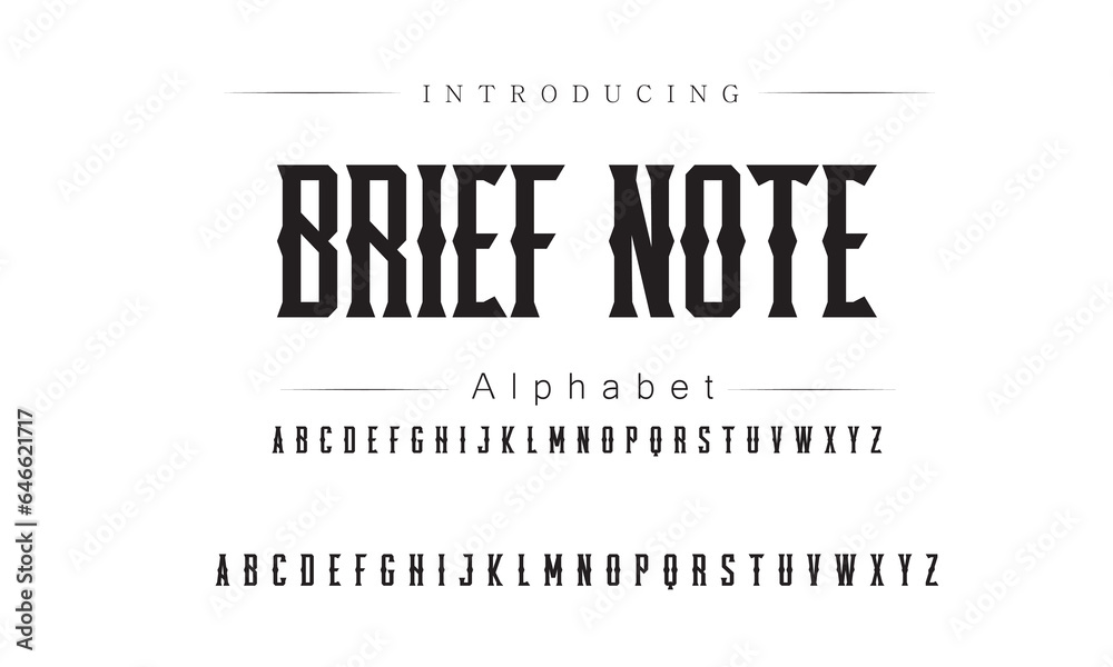 Brief Note Font. Alphabet. Script. Typeface. Label. Vintage typeface ...