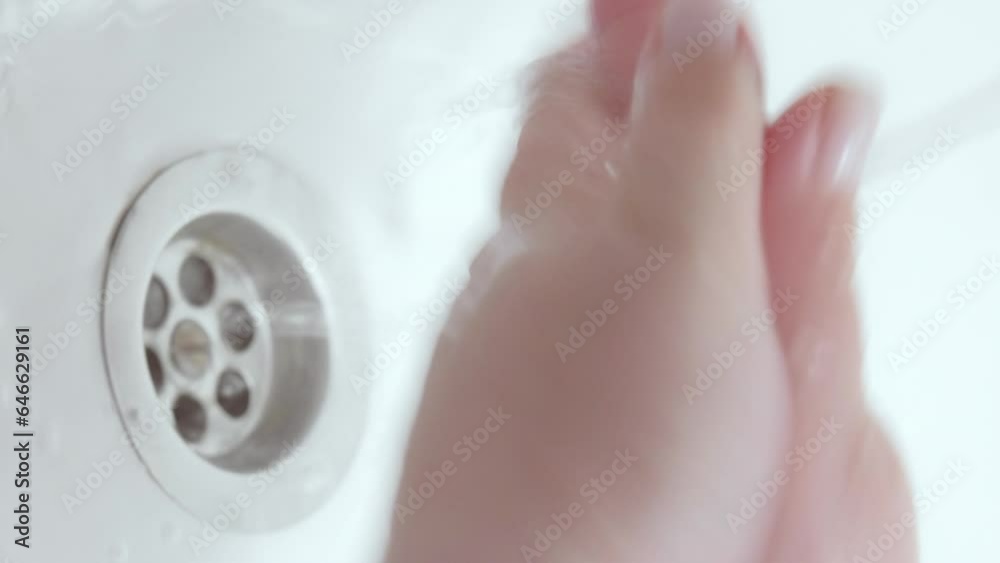 Vertical video. Clean hands. Bacteria prevention. Virus hygiene. Woman ...