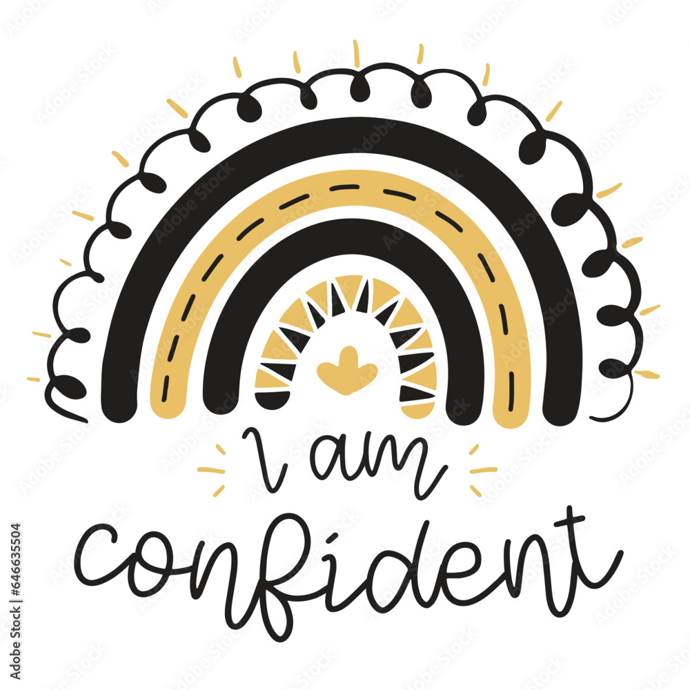 inspirational lettering quotes with a yellow boho rainbow. Modern ...