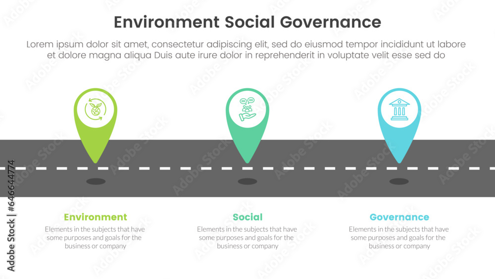 esg environmental social and governance infographic 3 point stage ...