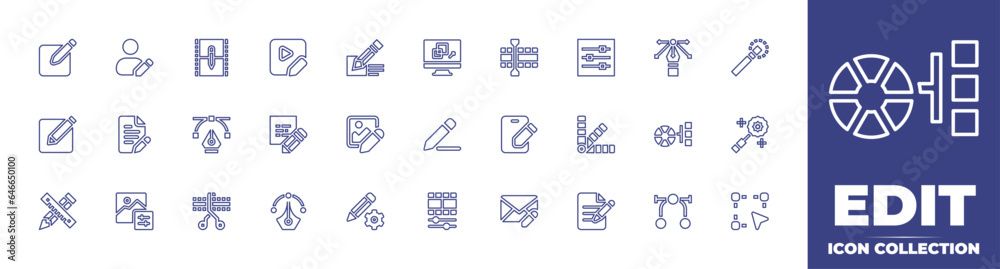 Edit line icon collection. Editable stroke. Vector illustration ...