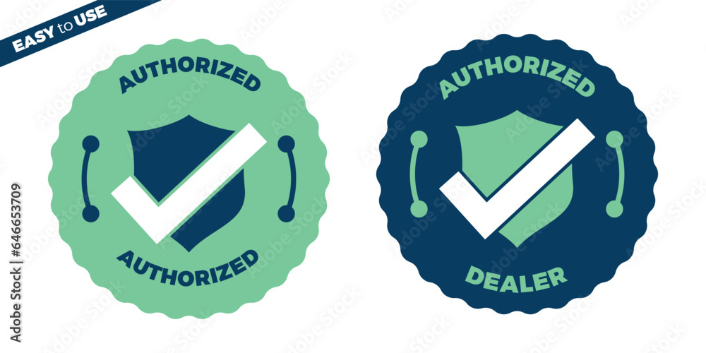Vecteur Stock Authorized Dealer Icon, Logo, Badge, Emblem, Symbol, Seal ...