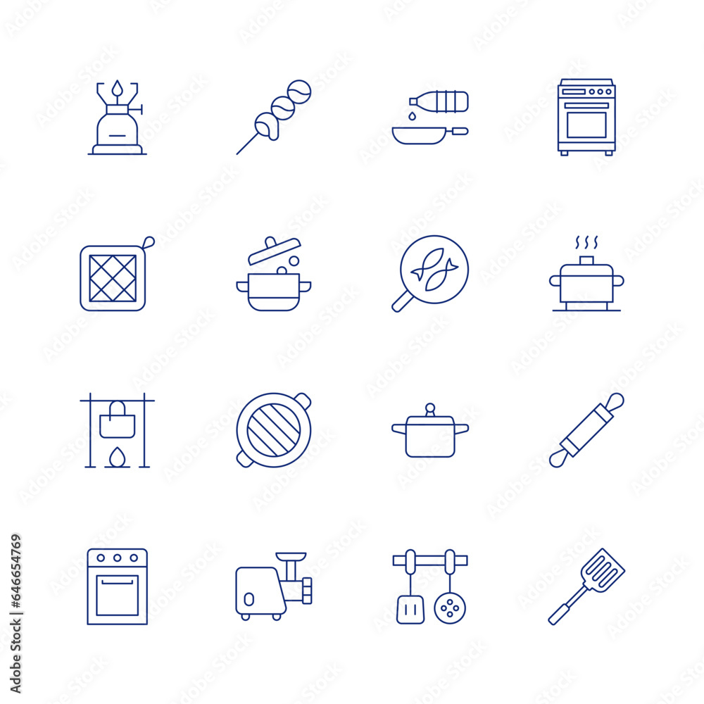Cooking line icon set on transparent background with editable stroke ...