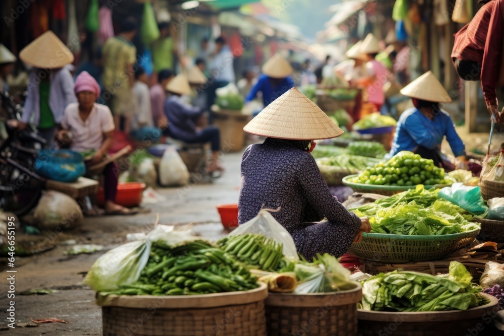 Exploring Bustling Vietnamese Market. Vietnam street market. Fresh ...