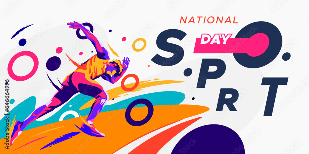 national sports day celebration concept, sports athlete running. world ...