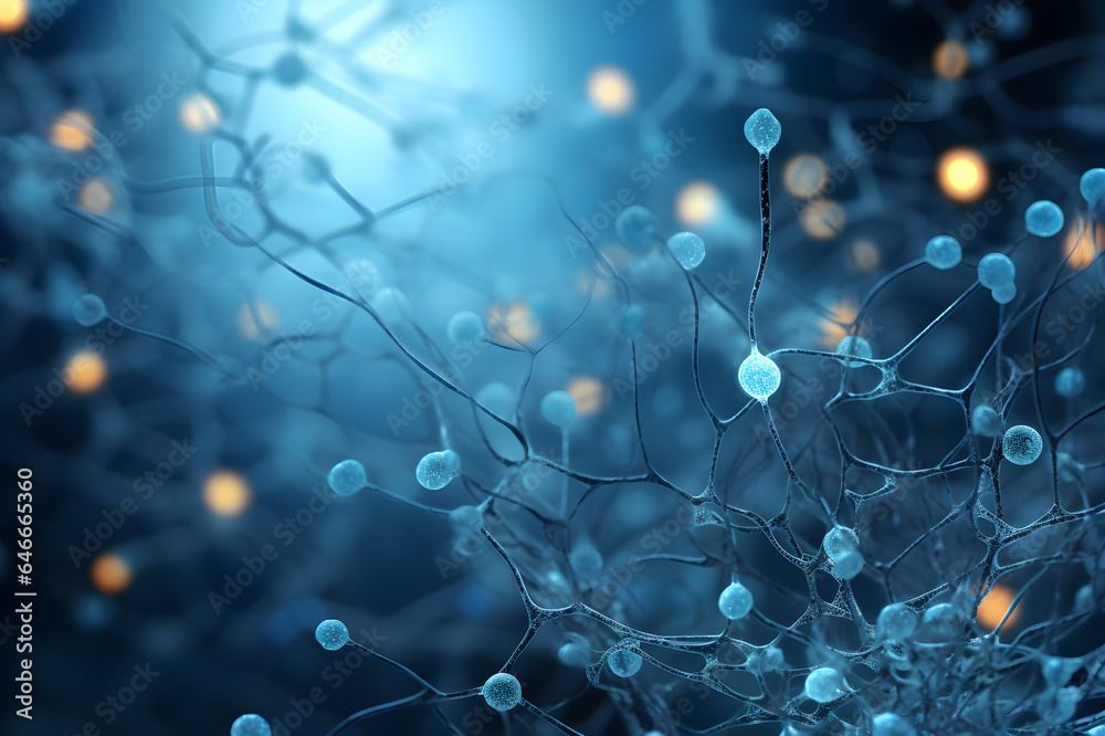 Microscopic of Neuron brain cell network. Interconnected nerve cells ...