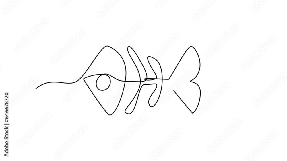 Fish Skeleton Continuous Line Icon, Monoline Dead Fish Symbol, One Line ...