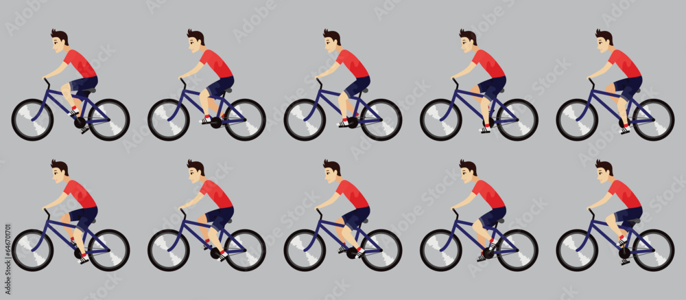 Cycling or riding animation icon set. Sprite sheet of cycling ...