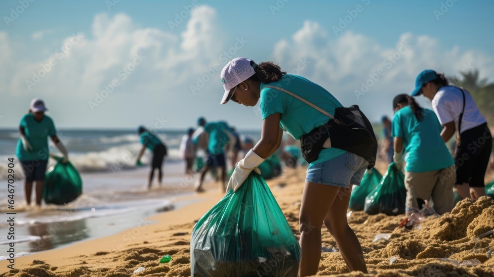 Candid scene of volunteers demonstrating commitment and teamwork while ...