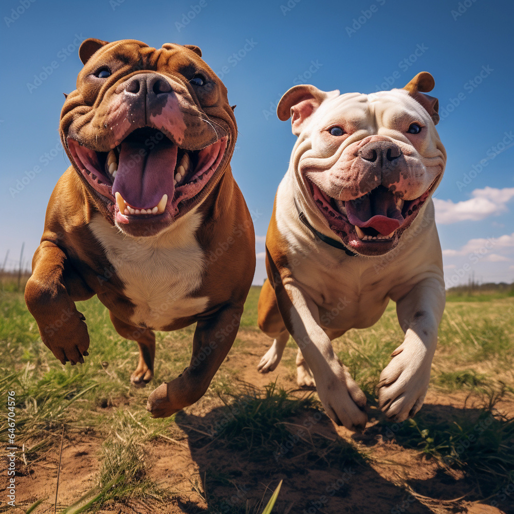 Playful XL Bully dogs, a Friendly American Bully Breed, Enjoying a ...