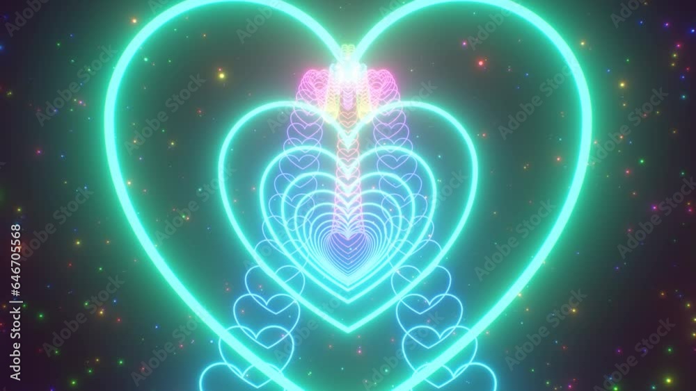 Flying Through Multiple 3D Rainbow Heart Wave Tunnels In Outer Space - 4K Seamless VJ Loop ...