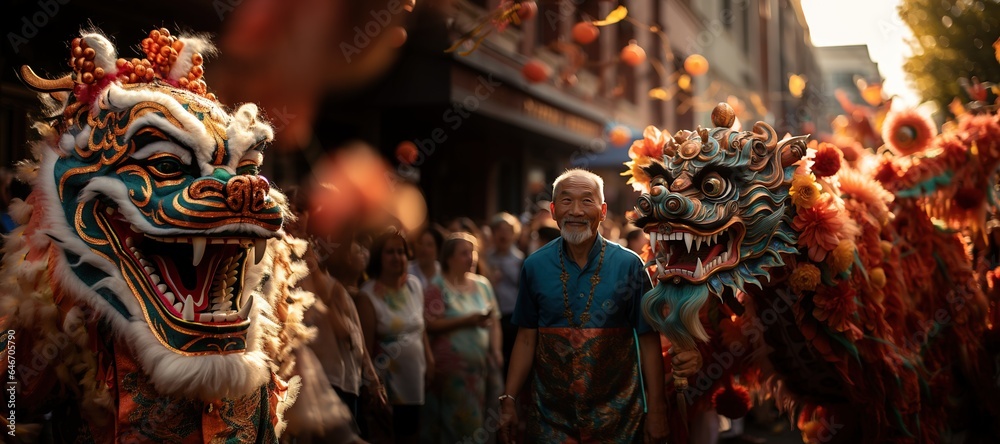 Foto de Dragon Dance: Vibrant dragon dancers parade through the streets ...