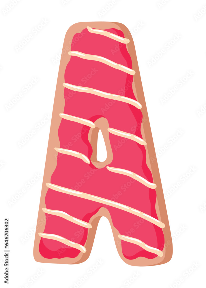 Cartoon cookies font. Vector letter baking in colored glaze. Creative ...