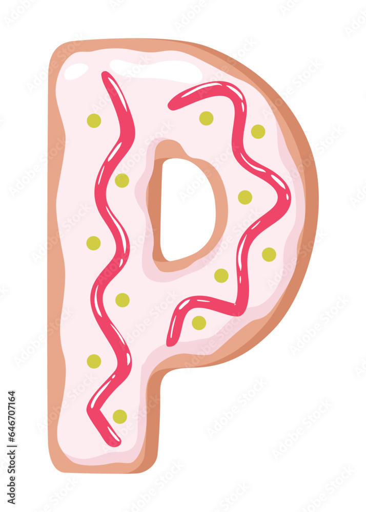 Cartoon cookies font. Vector letter baking in colored glaze. Creative ...