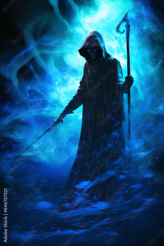 Ethereal Death Figure with Illuminated Scythe - Blurred Emotions in ...