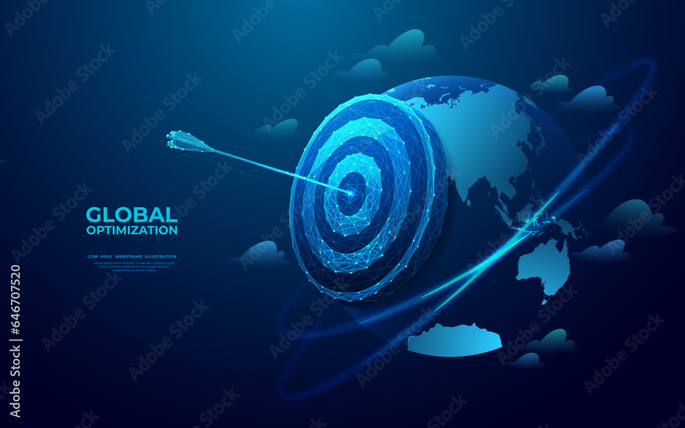 Abstract digital planet Earth and target with bow arrow in a bullseye ...