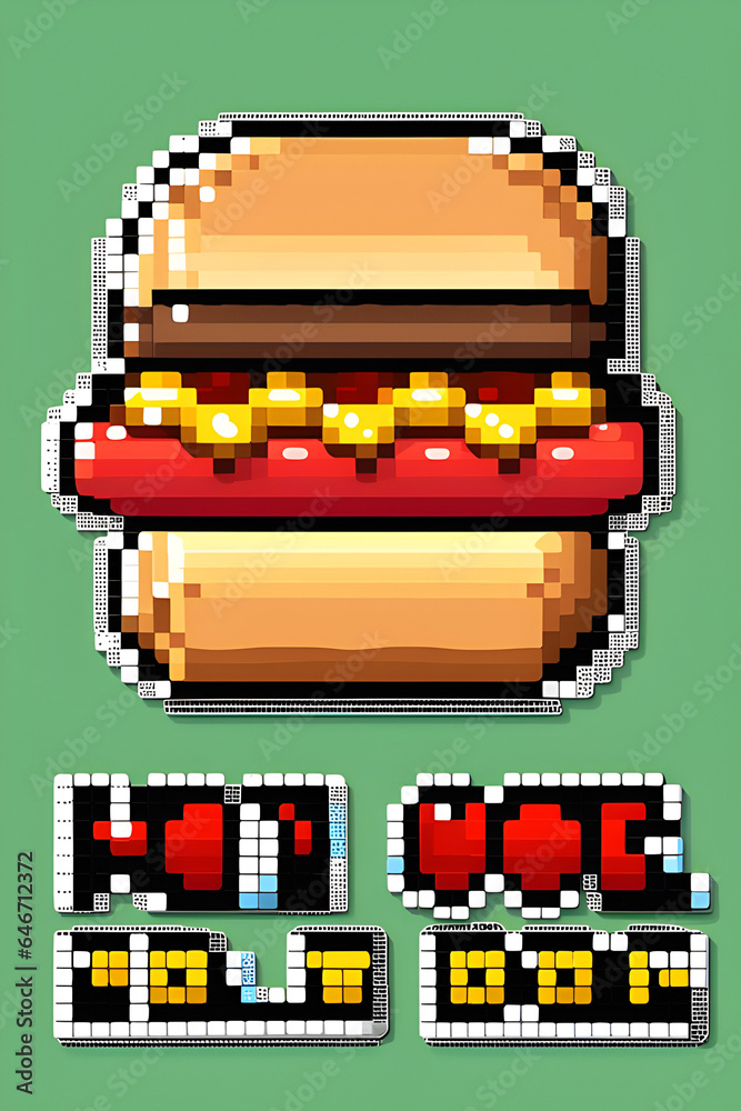 Pixel art of a hot dog done in 8-bit retro video game style Stock ...