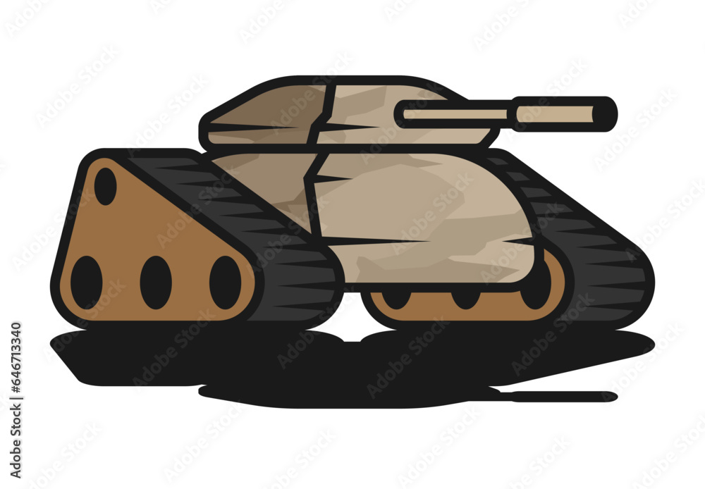 Military army track tank with sand camouflage coloring and long barrel ...