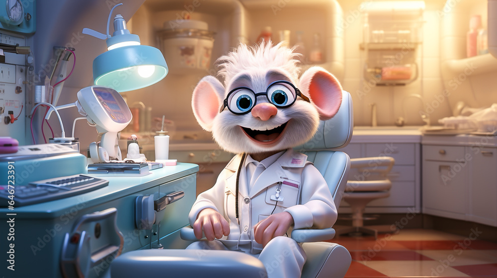 cute little mouse doctor at the desk in his doctor's office Stock ...